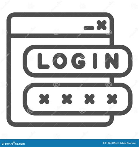 Webpage With User Authorization Line Icon Web Security Concept Login Form Sign On White