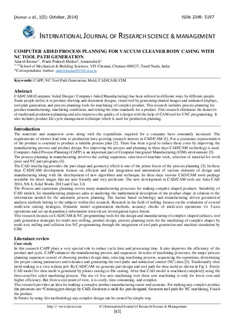 Pdf Computer Aided Process Planning For Vaccum Cleaner Body Casing With Nc Tool Path Generation