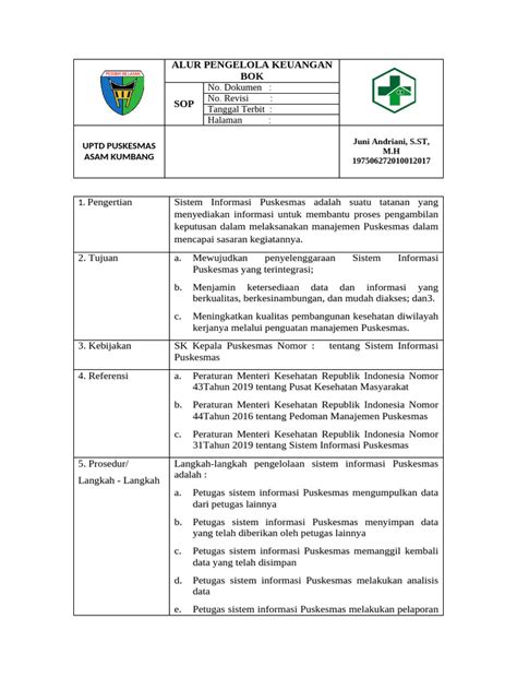 Sop Pengelolaan Data Dan Inftormasi Pdf