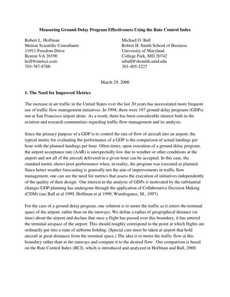 Pdf Measuring Ground Delay Program Effectiveness Using The Rate Control Index