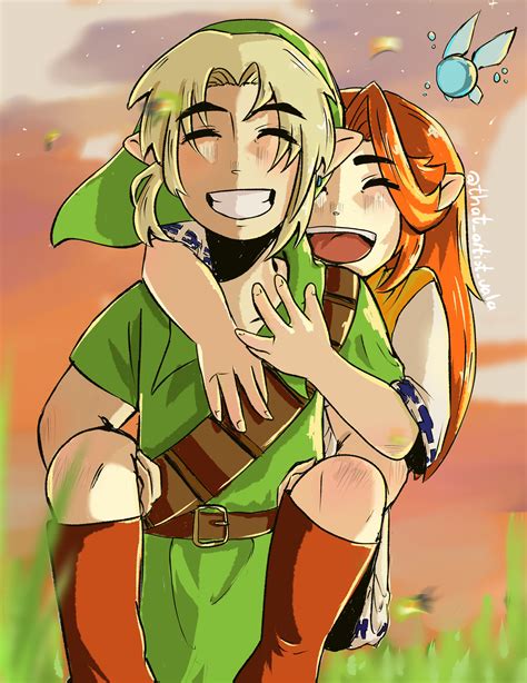 Link And Malon Zelda Funny Character Drawing Favorite Character