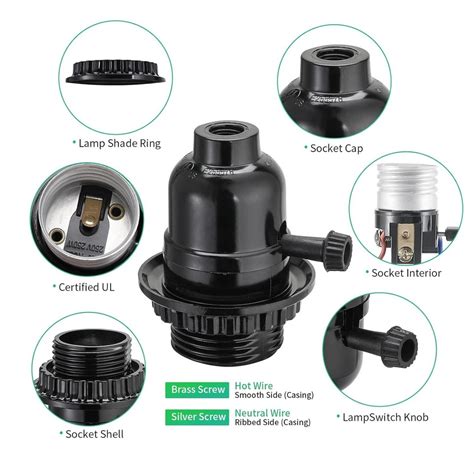 Ul Listed E26 Light Socket Threaded Lamp Socket Replacement With On