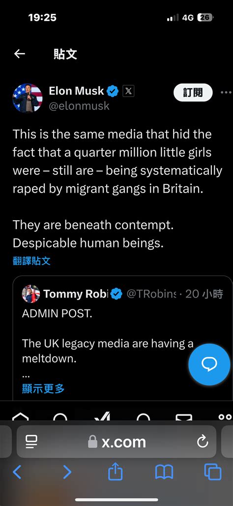討論 馬斯克：英國大約有25萬女孩被系統性強 看板sex Ptt網頁版