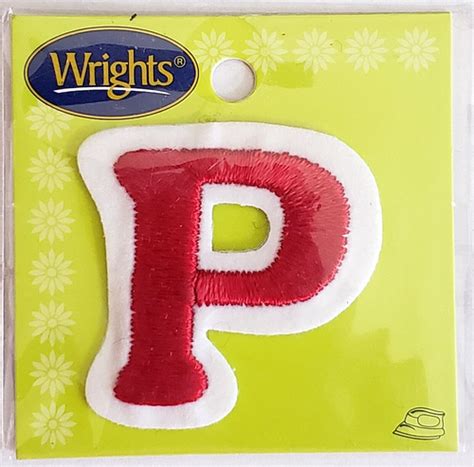 Wrights Cooper Font Embroidered Letter P Iron On Applique Red