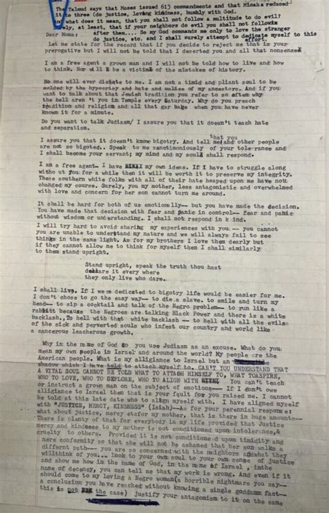 Mel Leventhals Letter To Miriam Leventhal The South And The Archive