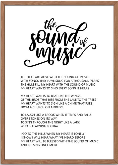 Sound Of Music Lyrics Art Poster 11x17 Great Song Lyrics Music