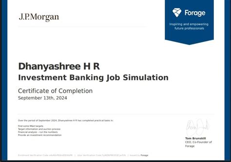 Completed A Virtual Internship In Investment Banking Dhanyashree H R