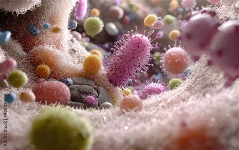 Vivid Microbiome Colorful Bacteria In The Human Body Diversity Of