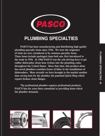 Pasco 817 3 Hole Quick Valve Plate Specification Manualzz