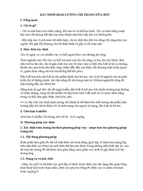 XÁc ĐỊnh HÀm LƯỢng ChÌ Trong SỮa BỘt Pdf