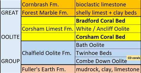 Stratigraphic Divisions Of The Great Oolite Group In The Bath Region
