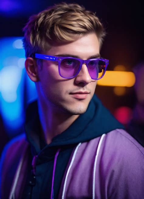 Lexica Athletic Male Streamer In Blue Light Glasses With Short Dark