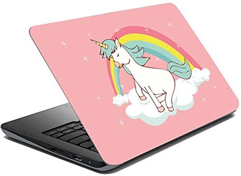 Tinywalk White Unicorn Laptop Pink Vinyl Skin Stickers For 14 To 17