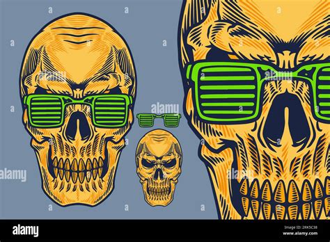 Skull With Glasses Head Mascot Vector Illustration Cartoon Style Stock Vector Image And Art Alamy