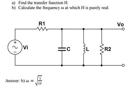 Solved Find The Transfer Function H Calculate The Chegg Com