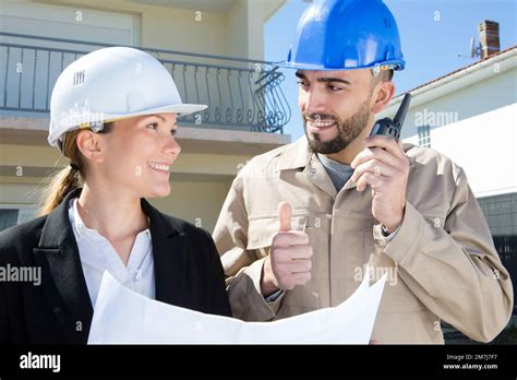 Female And Male Construction Engineering Occupation Project Stock Photo Alamy