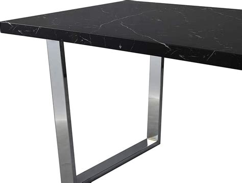 Biasca 6 Seater High Gloss Marble Effect Dining Table With Silver