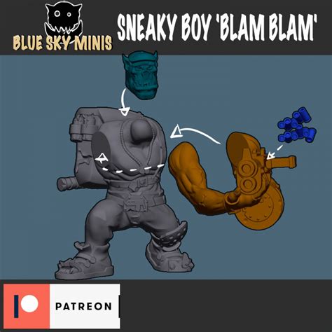 3d Printable Sneaky Boy Blam Blam By Blue Sky Minis