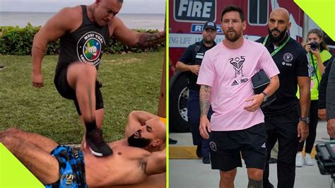 Lionel Messis Bodyguard Endures Brutal Stomach Kicks In Viral Workout