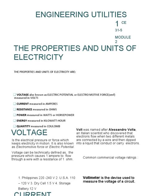 Engineering Utilities 1 Module 2 Pdf Electrical Resistance And