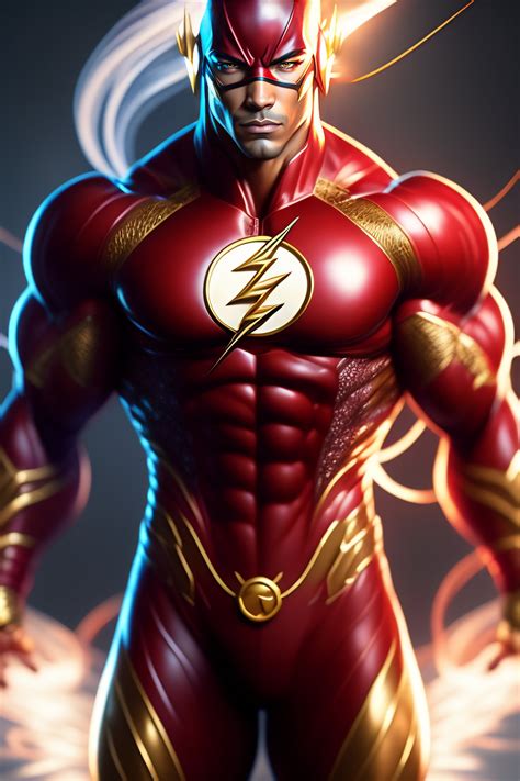 Lexica Full Body Potrait Of Super Muscular Flash Anime Version Full