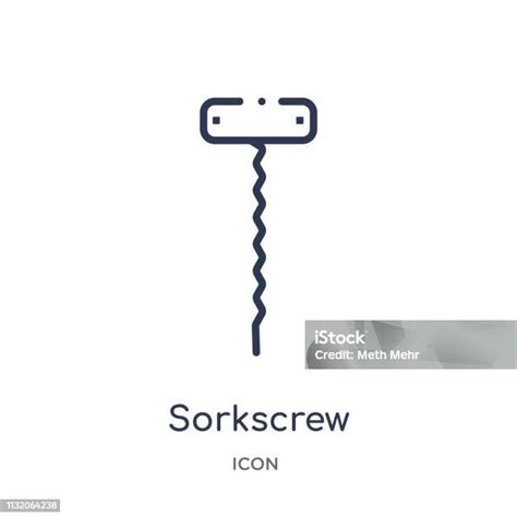 음료 개요 컬렉션에서 선형 소 크 스크류 아이콘 얇은 라인 Sorkscrew 벡터 흰색 배경에 고립입니다 소 크 스크류 트 렌 디 일러스트레이션 0명에 대한 스톡 벡터 아트