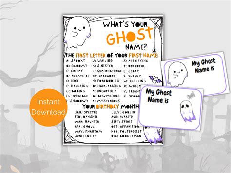 Whats Your Ghost Name Game Name Tags Ghost Name Generator Ghost