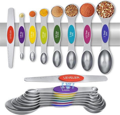 Premium Magnetic Measuring Spoons Setstrong N52 Magnetsheavy Duty Stainless Steel