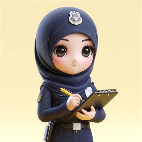 Chibi Policewoman Writing Report With Notepad Pen Premium Ai Generated Image