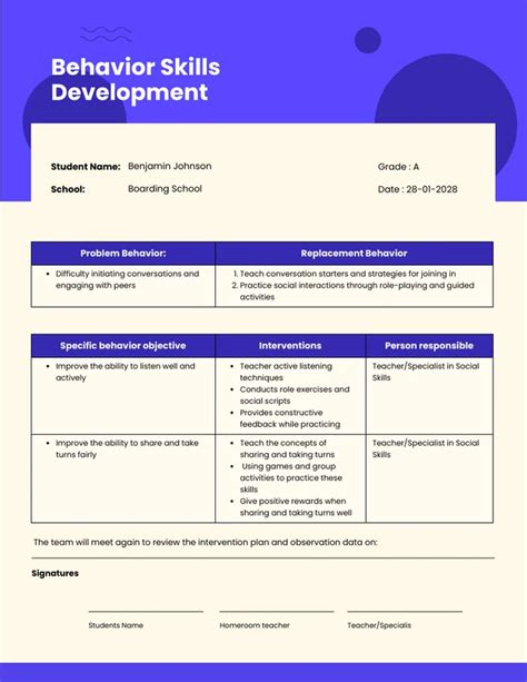 Behavior Plan Skills Development Template Venngage