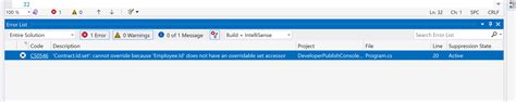 c error cs0546 accessor cannot override because property does