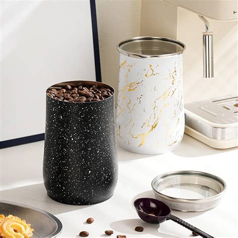 Metal Coffee Bean Container Airtight Food Jar Container Modern Marbl