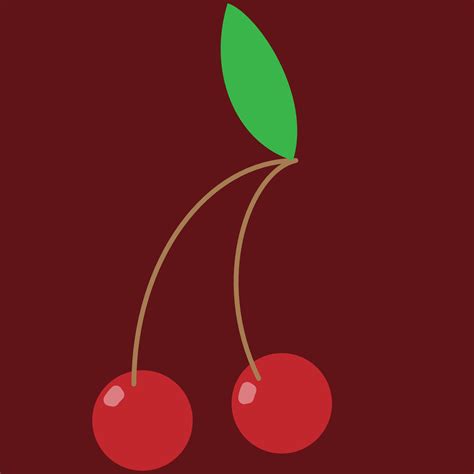 Cherry Two Cherries With A Leaf Red Cherry Red And Green And Brown Cherry Illustration