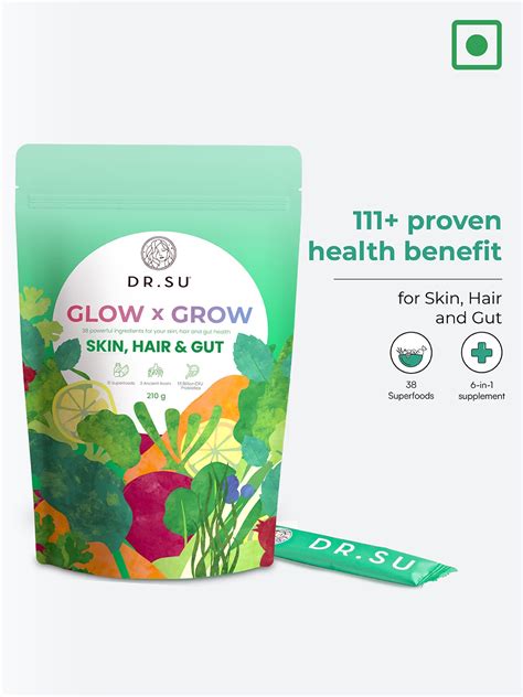 Buy Dr Su Glow X Grow Supplement For Skin Hair And Gut Health 210 G
