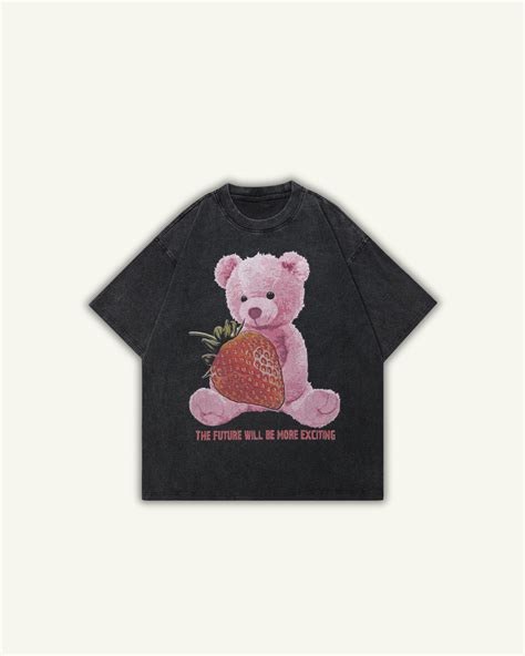 Bear Oversized T Shirt Washed Black