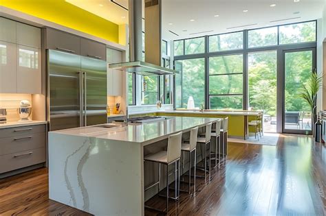 Premium Photo Modern Kitchen With Hardwood Floors