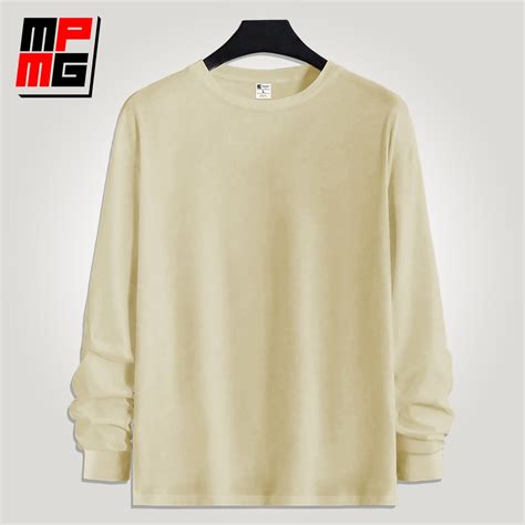 Mpmg Plain Round Neck Cotton Long Sleeve Tshirt Clothes Menswear