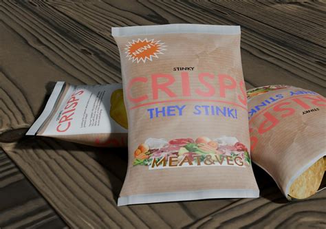 Crisp Packet Open And Closed Cgtrader