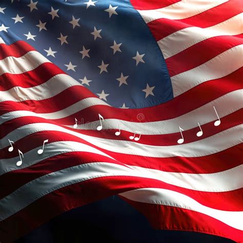 Waving American Flag With Music Notes Stock Illustration Illustration
