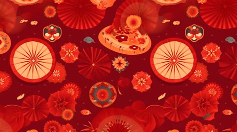 Chinese New Year Delights Vector Flat Seamless Texture Pattern Background Lunar Chinese