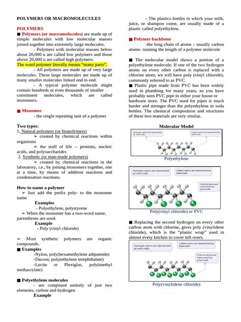 Polymers Or Macromolecules Pdf Polymers Polyethylene