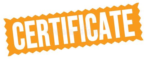 Certificate Text Written On Orange Stamp Sign Stock Illustration