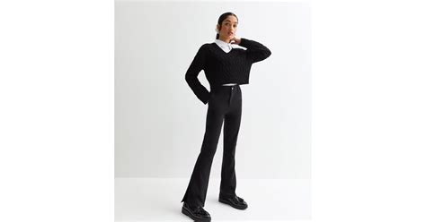 Girls Black Flared School Trousers New Look