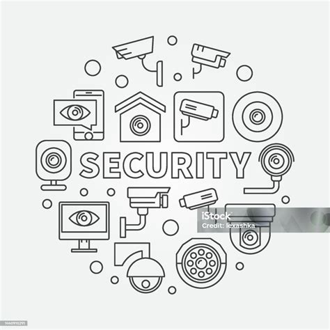Security Vector Round Concept Linear Illustration Stock Illustration