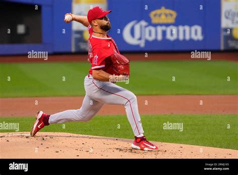 Flushing Ny August 25 Los Angeles Angels Pitcher Patrick Sandoval 43 Delivers A Pitch