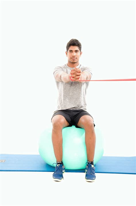 Gym Ball Trunk Rotation With Resistance Tube Vissco Healthcare