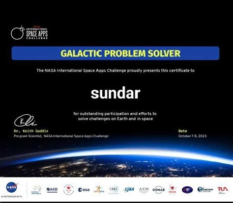 Nasa Spaceapps Innovation Problemsolving Engineering Globalcollaboration Sundar R