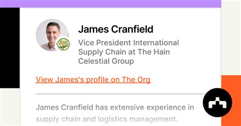 James Cranfield Vice President International Supply Chain At The Hain