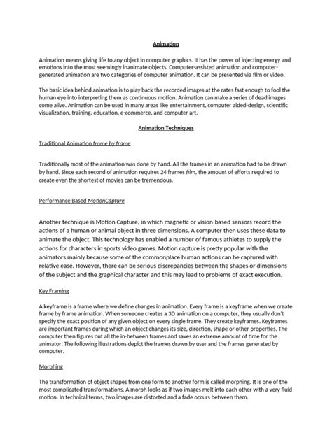 Animation Pdf Animation Computer Animation