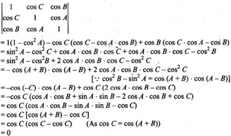 using the properties of determinants prove that if a b c 0 then